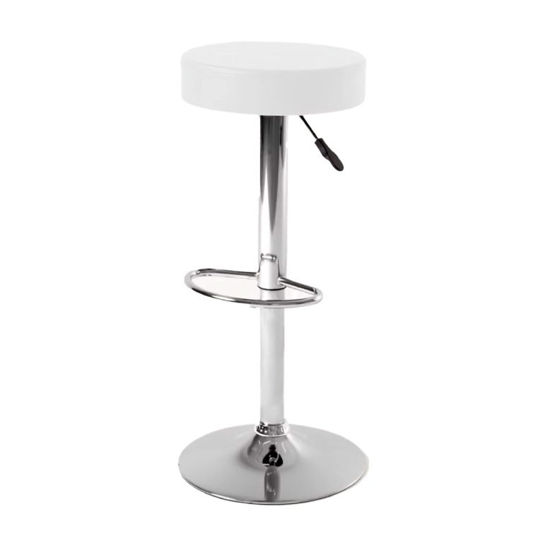 Adjustable round stool – Faux leather & chrome base - Omniretro
